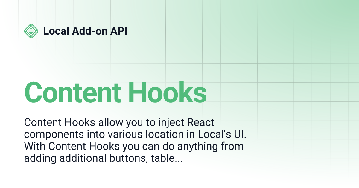 Content Hooks | Local Add-on API